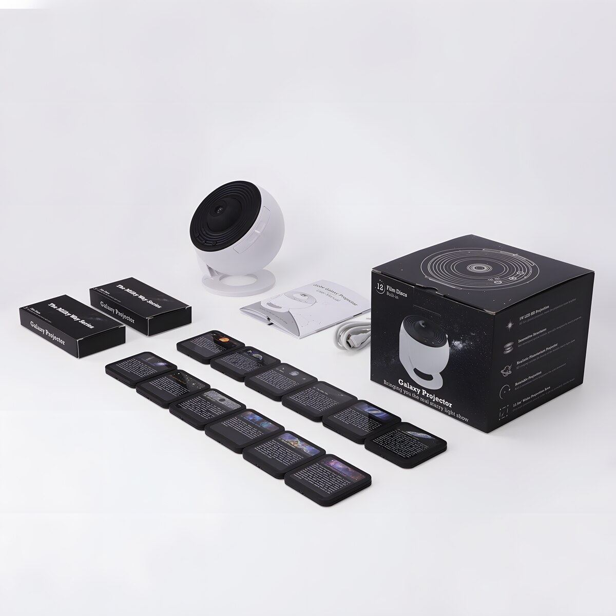 Proiector ambiental cu 12 filme HD incluse, reglabil 360 grade ...