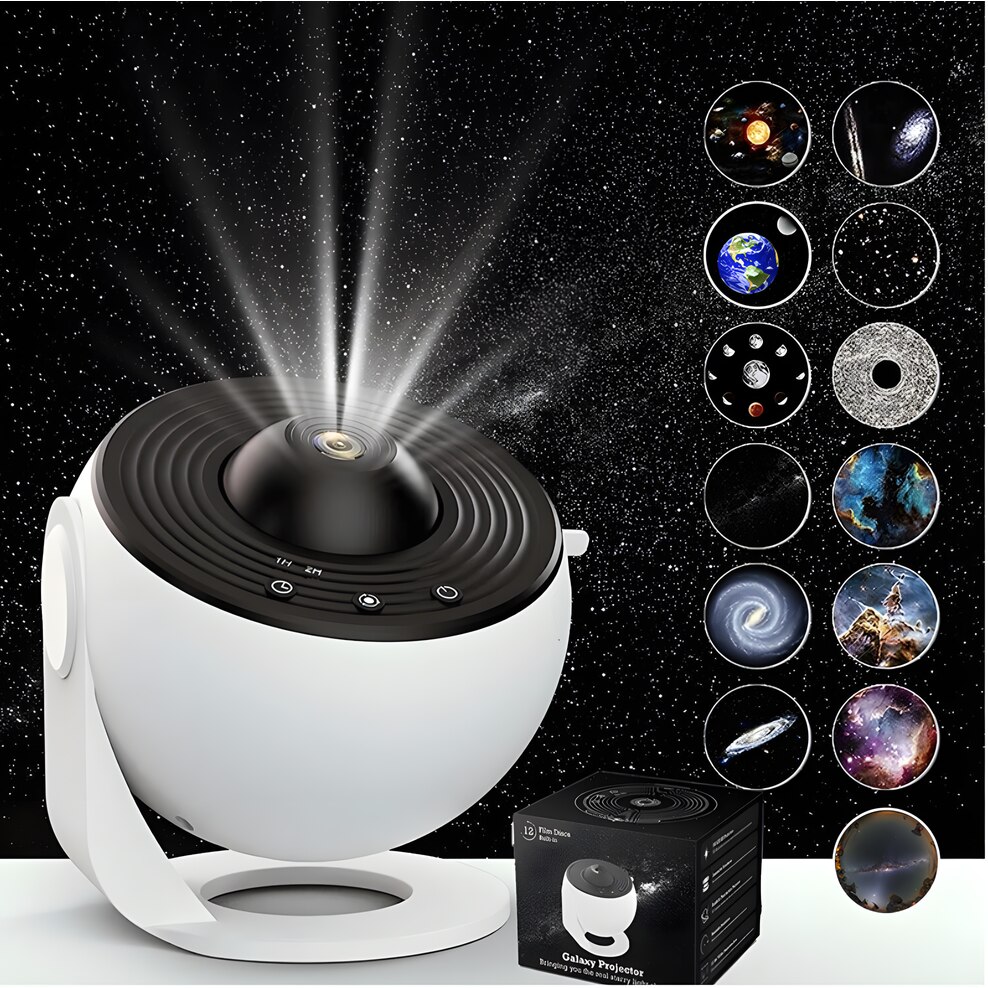 Proiector ambiental cu 12 filme HD incluse, reglabil 360 grade ...