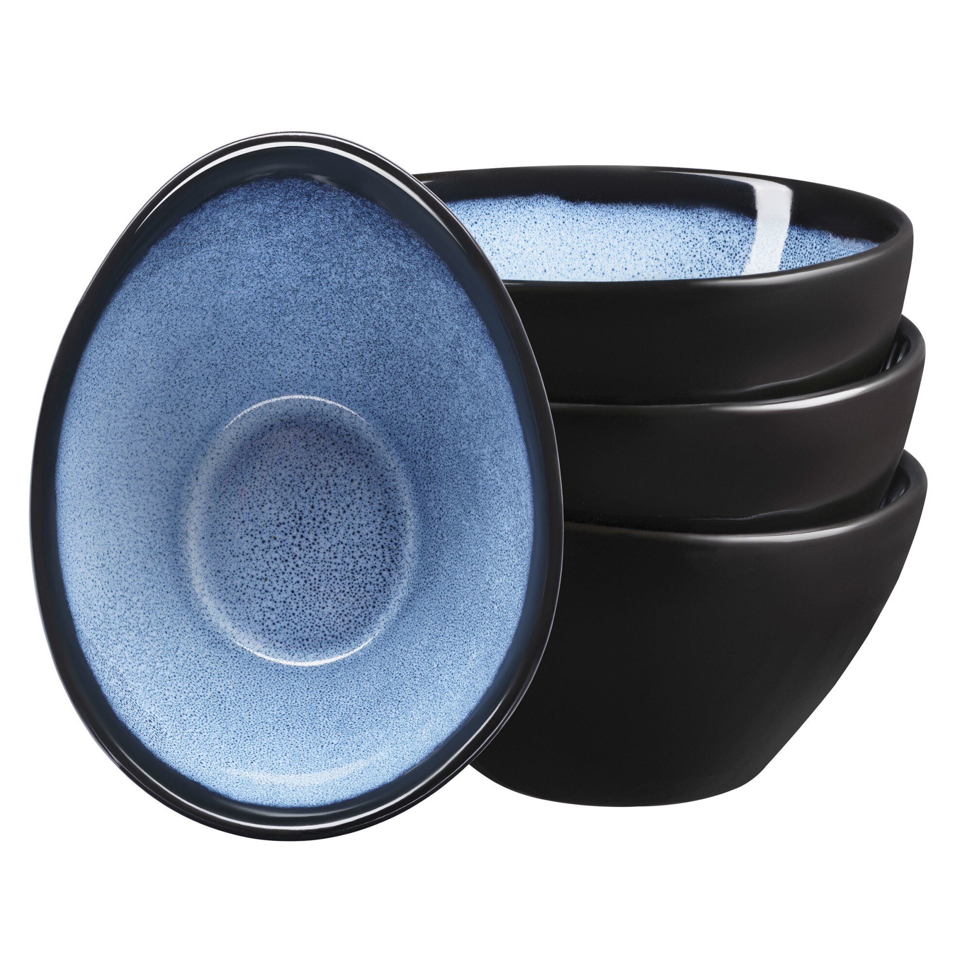 Set 4 boluri asimetrice, 16.5x11.5 cm, ceramica dublu glazurata ...