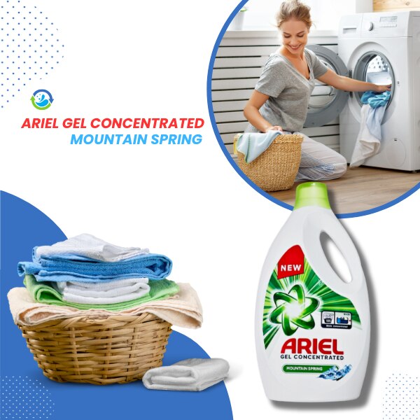 Detergent lichid automat Ariel Mountain Spring gel concentrated 5775 ml ...