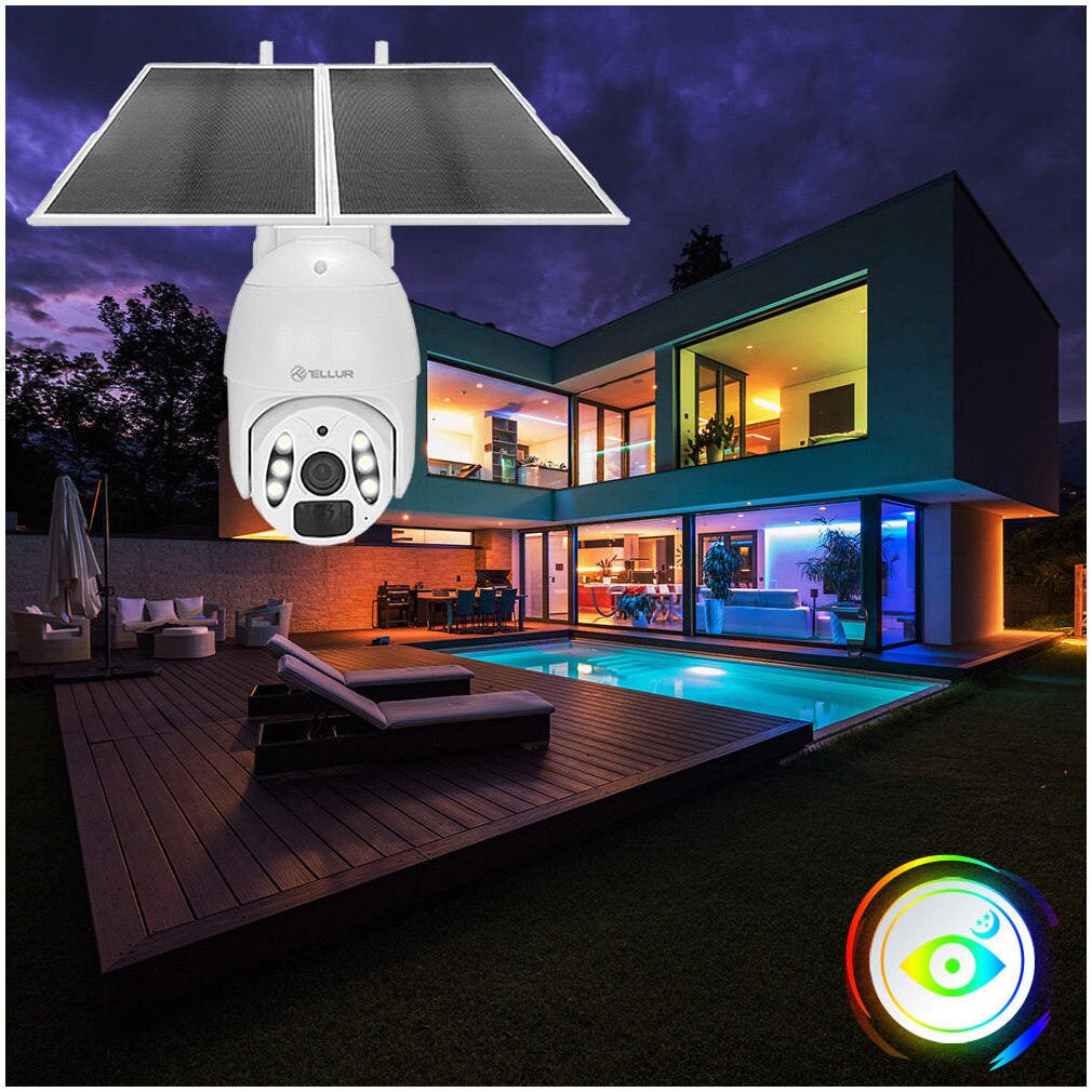 Camera de supraveghere Tellur Smart TLL331551, Pan & Tilt, 3MP, 2K UltraHD, Exterior, Detectarea ...