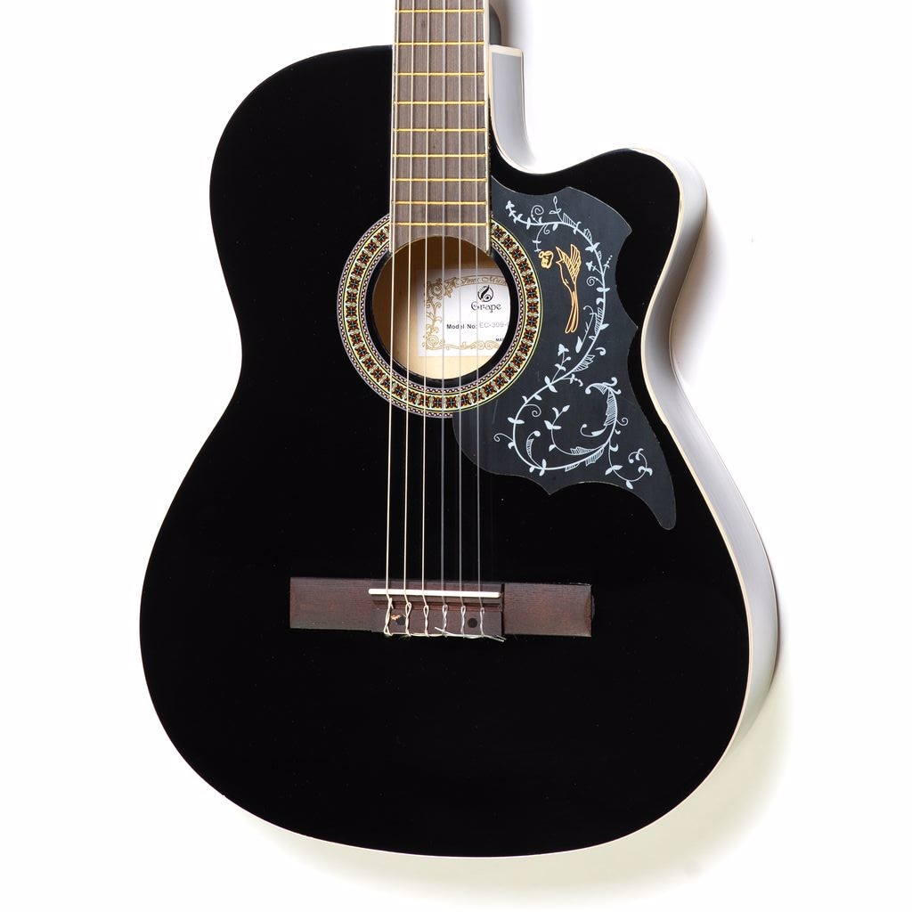 Chitara clasica cutaway 4/4 Grape neagra cu husa, acordor, curea, pene ...