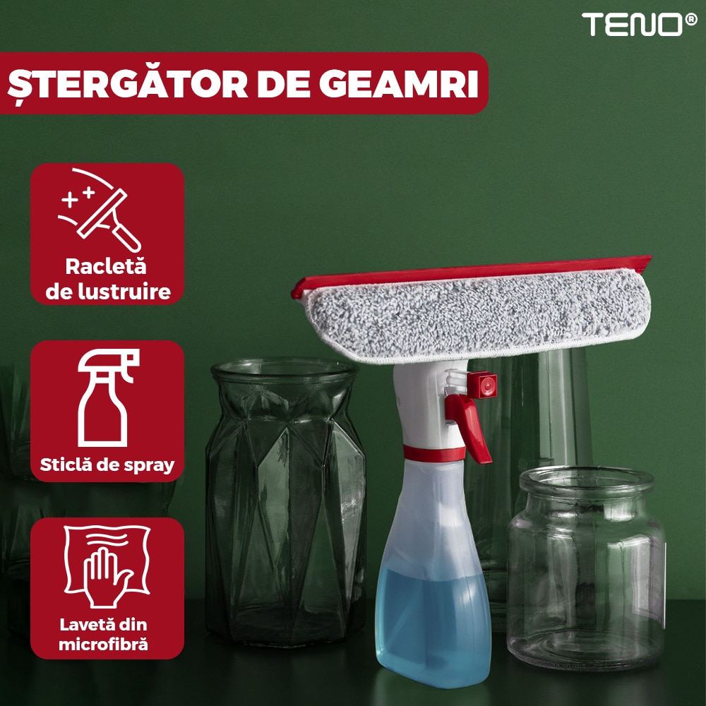 Stergator de Geamuri Multifunctional tip Sticla Teno®, laveta ...