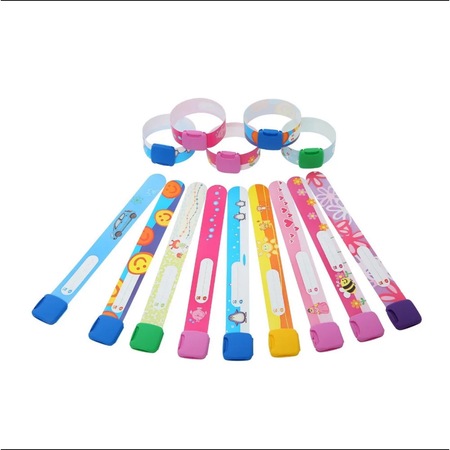 Set 12 bratari identificare copii, impermeabil, nume, numar de telefon ...