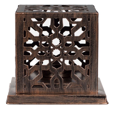 Suport Lumanare Shopiens® Metalic Cub Bronz, 12.5 x 12.5 x 12 cm - eMAG.ro
