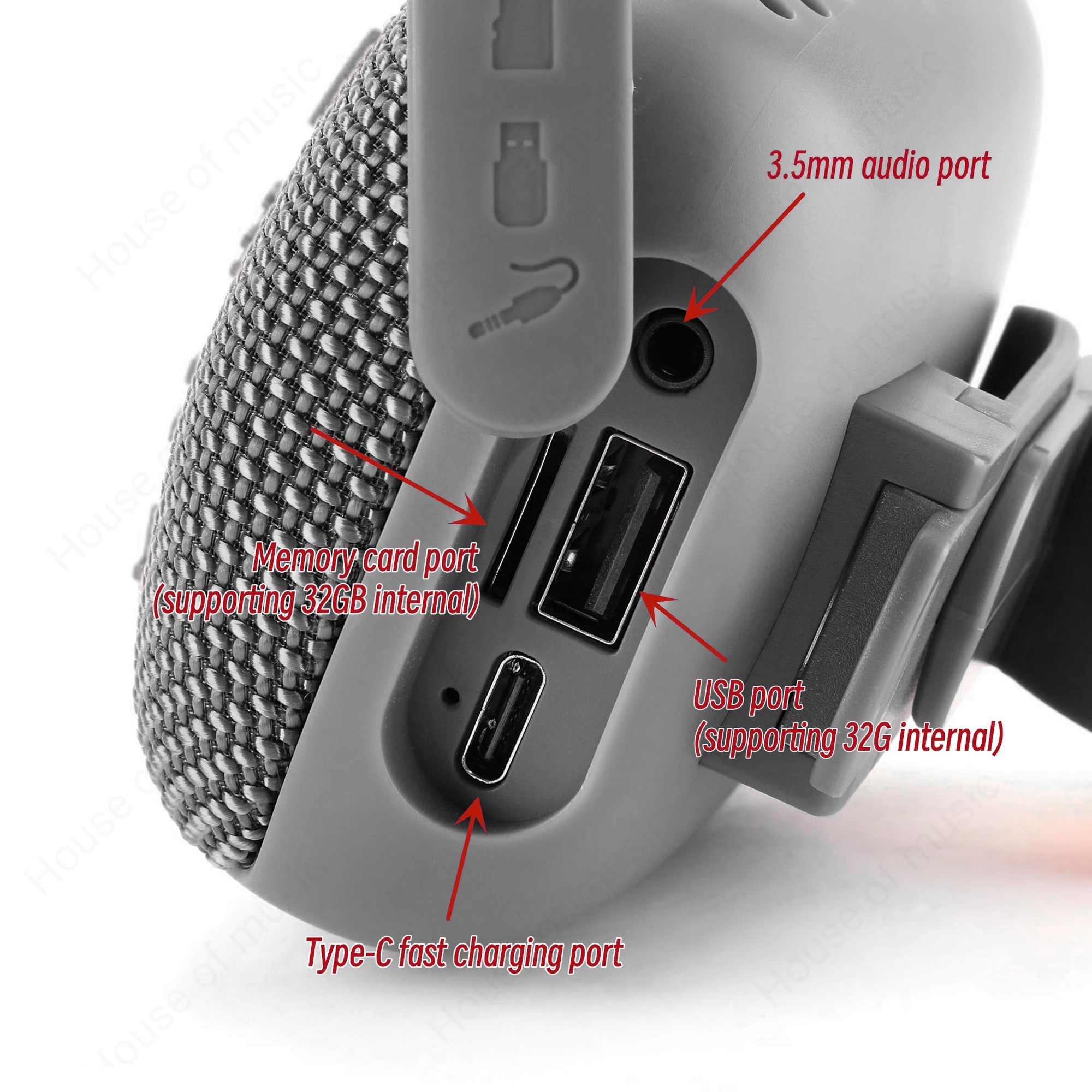 Boxa portabila cu suport fix, Bluetooth, 800mAh, Waterproof IPX5, Negru ...