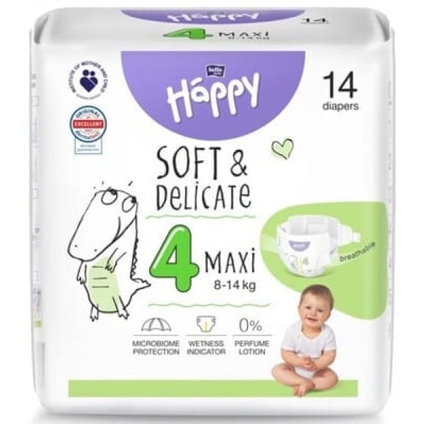 Scutece marimea 4, Bella Baby Happy, Celuloza, Multicolor, 8-14kg - eMAG.ro