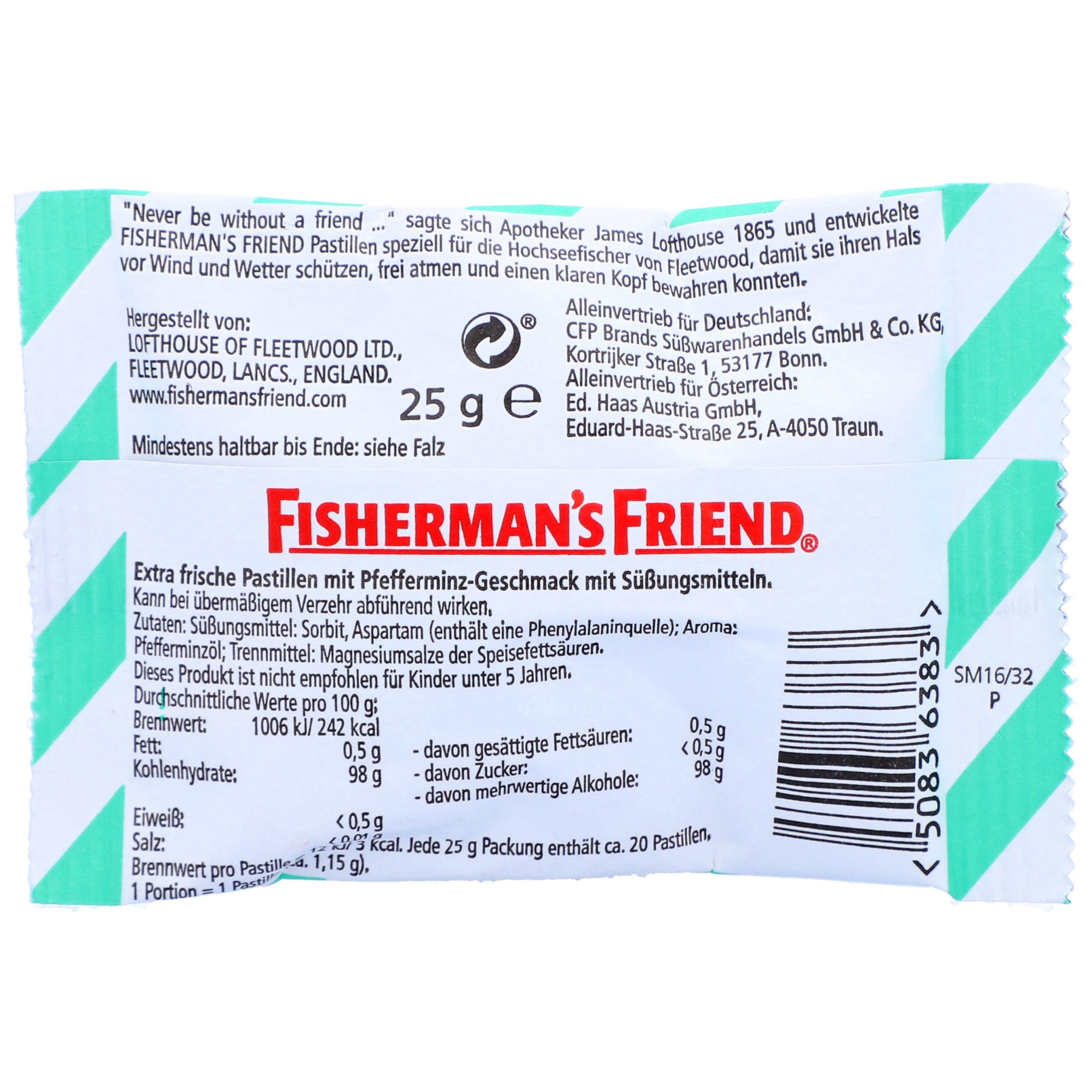 Bomboane Fisherman's Friend, menta, fara zahar, 25g - eMAG.ro