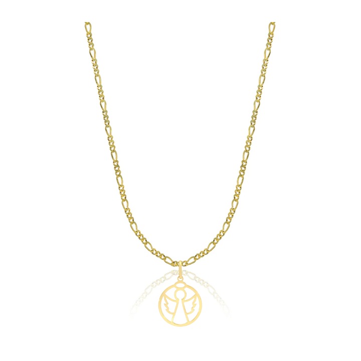 Lantisor din aur 14k cu pandantiv ingeras, din aur galben, Dimensiune ...