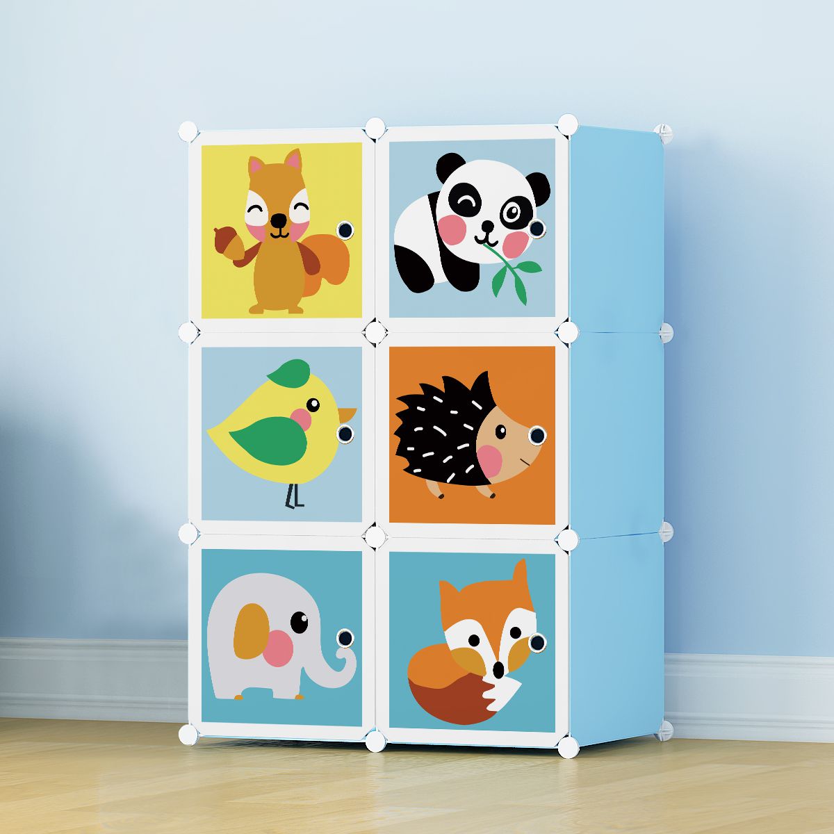 Dulap Modular Copii, 6 Usi, Naimeed D5794, Albastru, 110x74x37cm - eMAG.ro