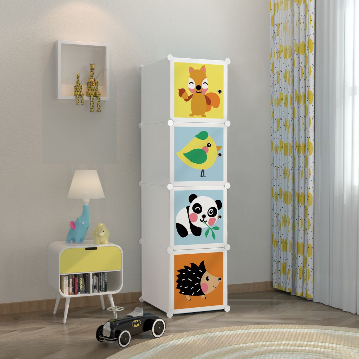 Dulap Modular Copii, 4 Usi, Naimeed D5787, Alb, 148x37x37cm - eMAG.ro