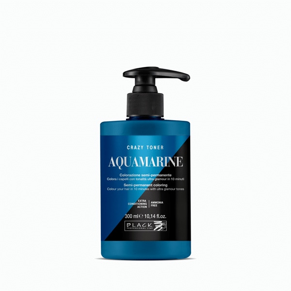 Vopsea de par semi-permanenta albastru aquamarine Crazy Toner BLACK ...