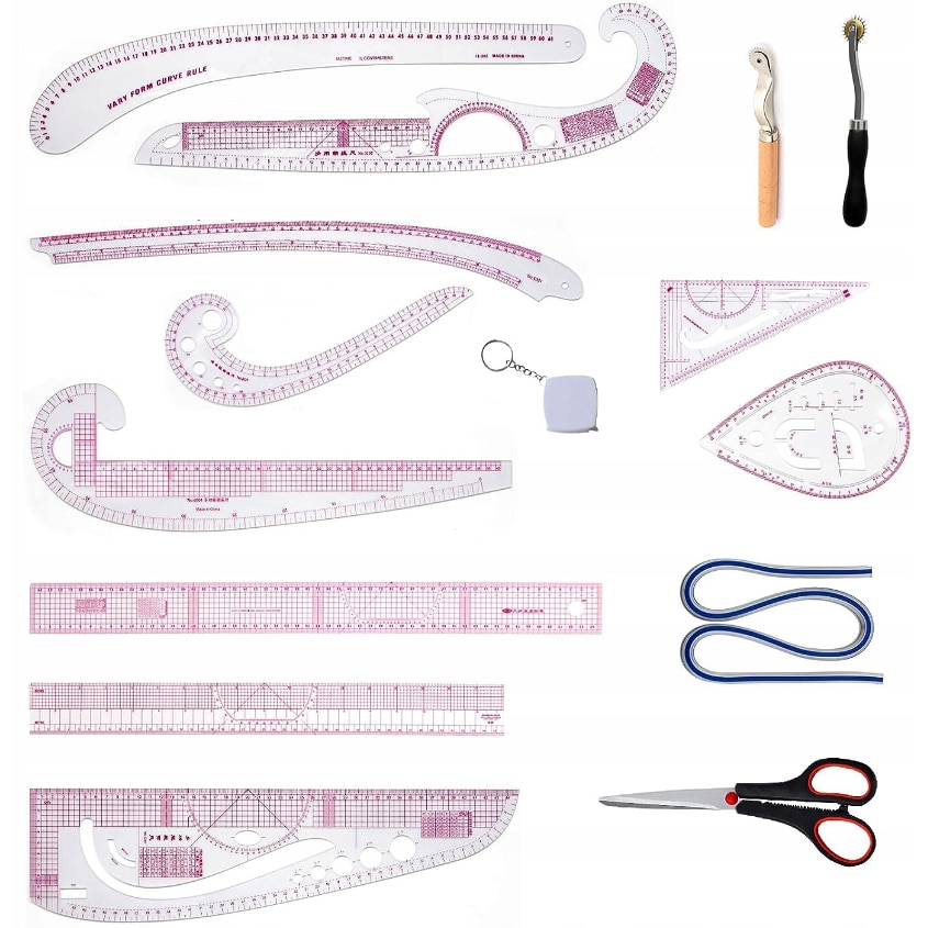 Set 15 instrumente masurat rigla croitorie, Pentru sabloane de cusut ...