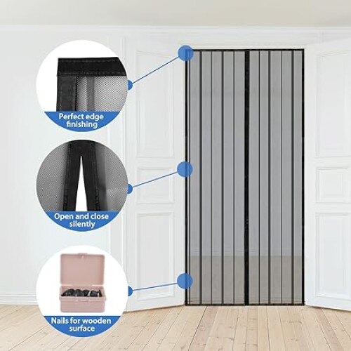 Plasa cu banda magnetica pentru usa, in forma de perdea, anti-insecte ...