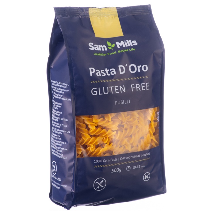 Pasta D'Oro din porumb, fara gluten Fusilli 500g Sam Mills ...