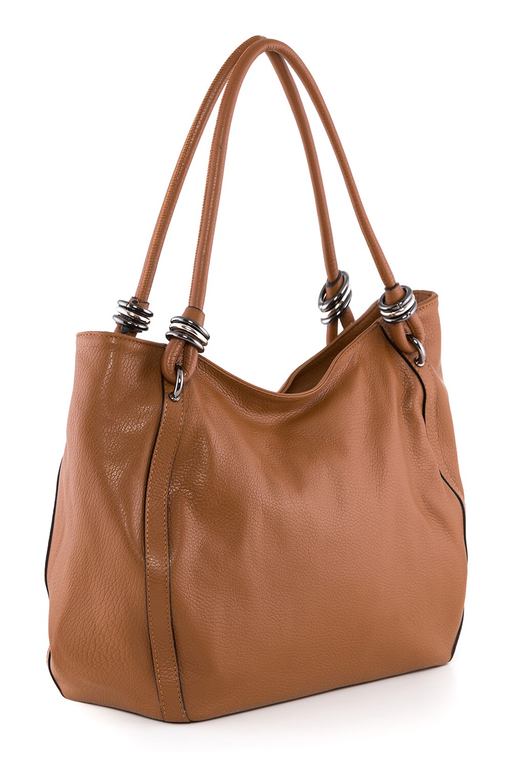 Lia Biassoni, Geanta hobo de piele cu aspect marmorat, Caramel - eMAG.ro