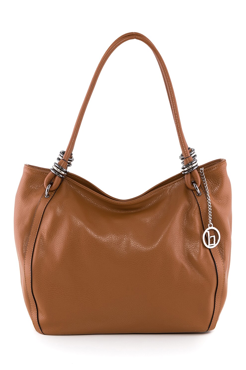 Lia Biassoni, Geanta hobo de piele cu aspect marmorat, Caramel - eMAG.ro