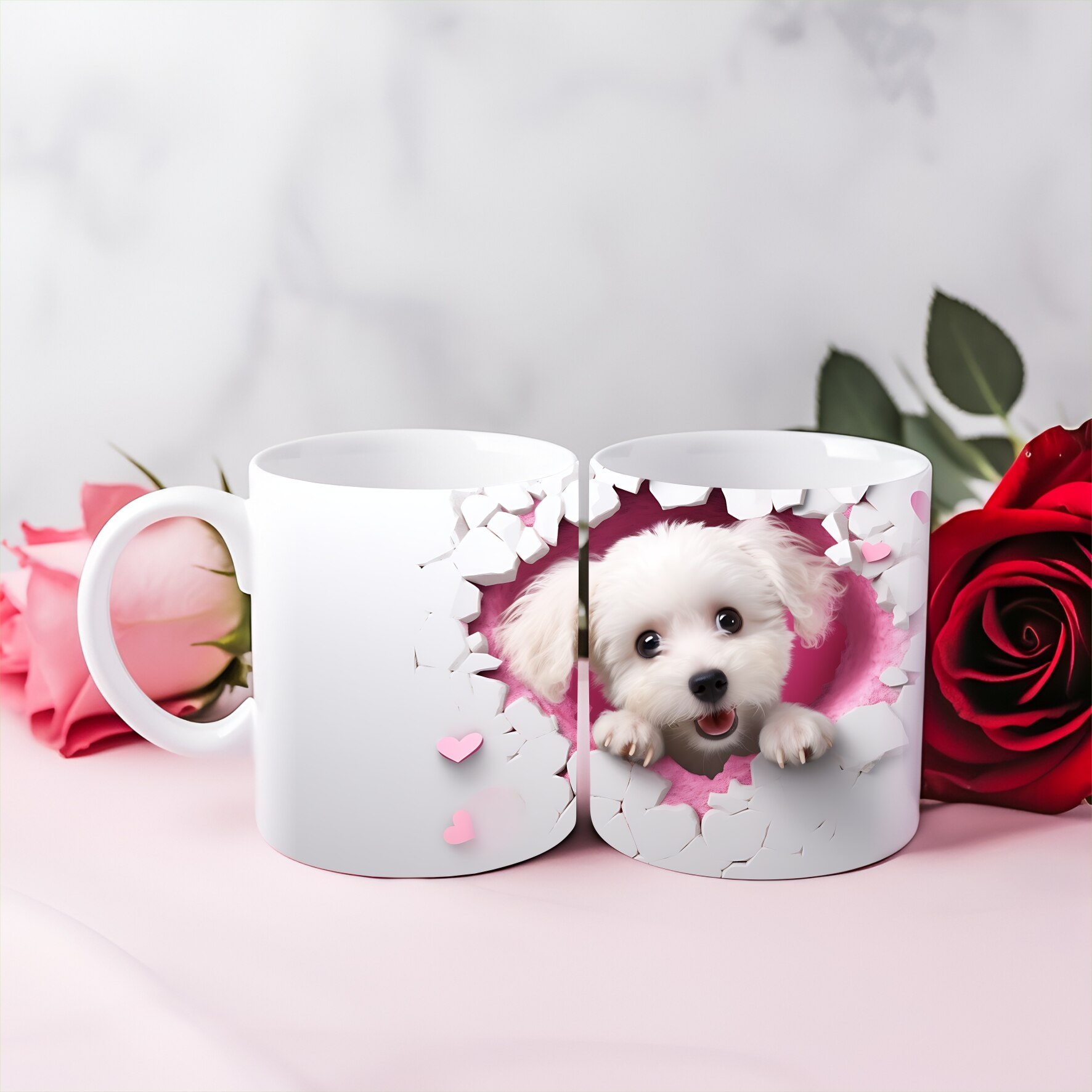 Cana Lovely Dog, Inedit Print, CP82V18, Ceramica, Alb, 330 ml - eMAG.ro