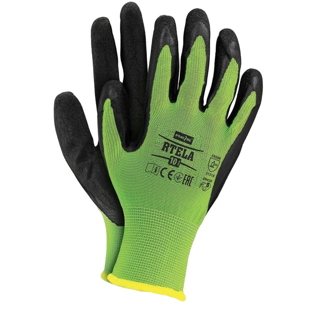 Manusi de lucru, REIS, RTELA DRAGON PB, Poliester/Latex, Verde/Negru ...
