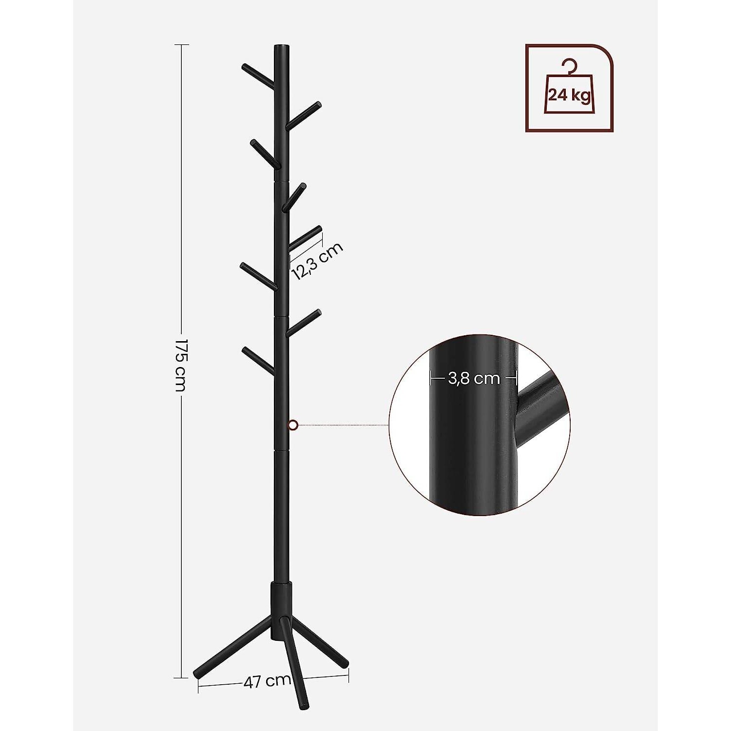 Cuier haine, Songmics, Lemn, 175cm, Negru - eMAG.ro
