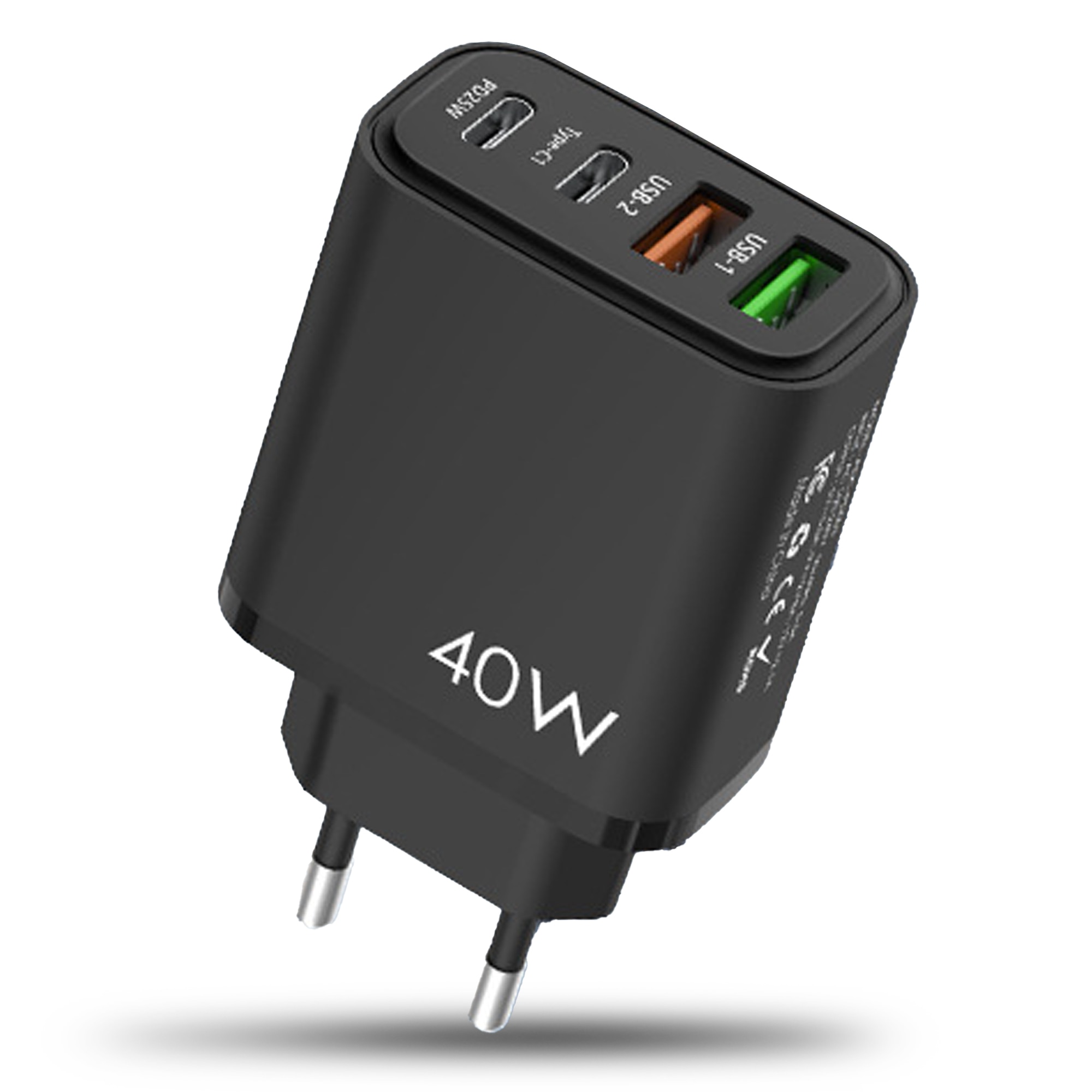 Incarcator Retea Timebox, 4 Porturi, 40W Fast Charge, 2 x Type-C, 2 x ...