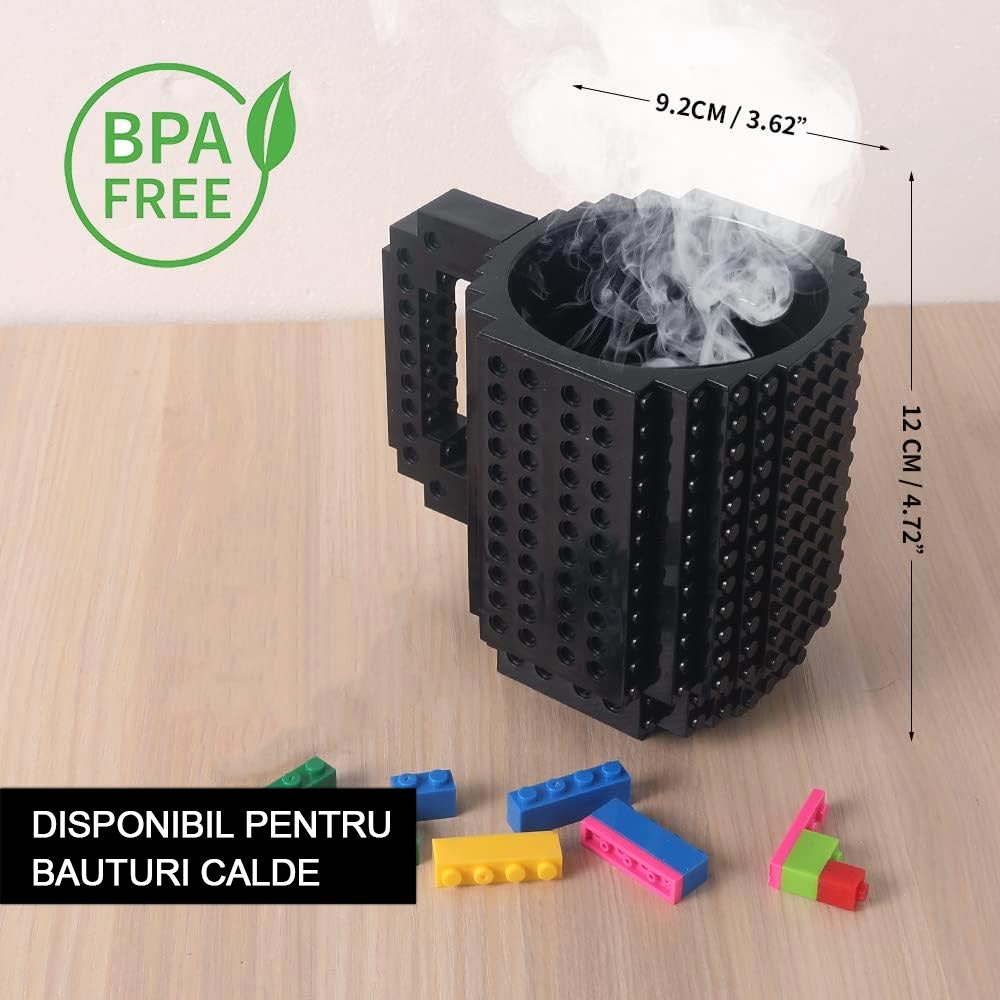 Дизайнерска чаша LEGO, PVC, 350 ml, черна - eMAG.bg