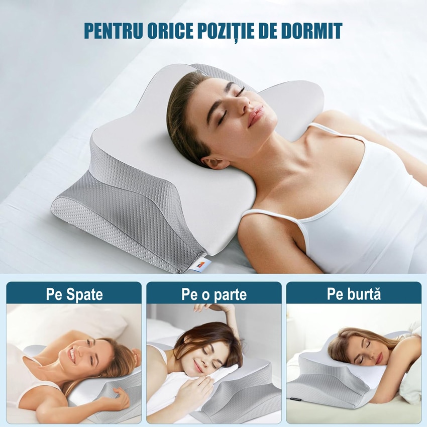 Perna Ortopedica Cervicala pentru dormit Linomag®, Spuma cu Memorie ...