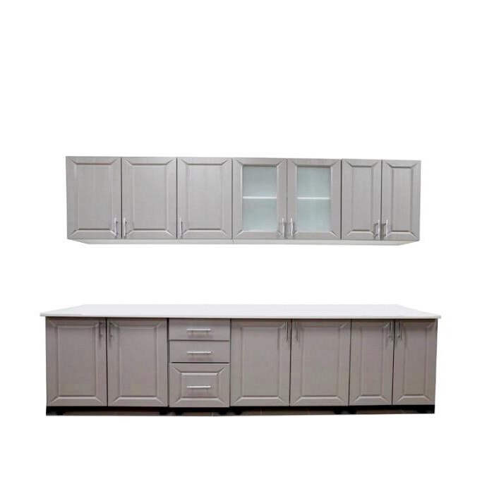 Bucatarie Maria, front MDF infoliat, Alb + Gri, 260x60x200cm - eMAG.ro