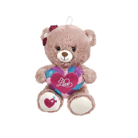 Ursulet, Inima cu sclipici, 30 cm, Curcubeu - eMAG.ro
