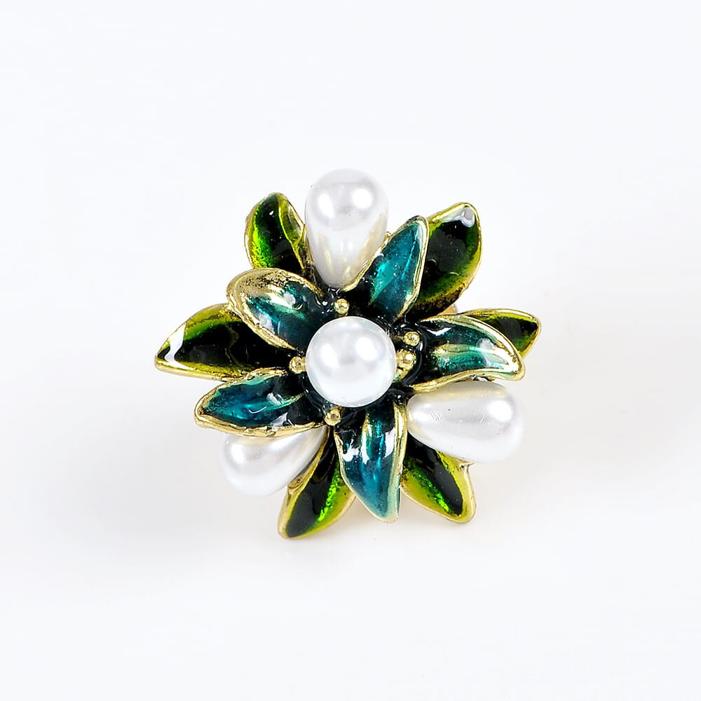 Brosa martisor floare verde cu perle albe, Meli Melo Paris - eMAG.ro