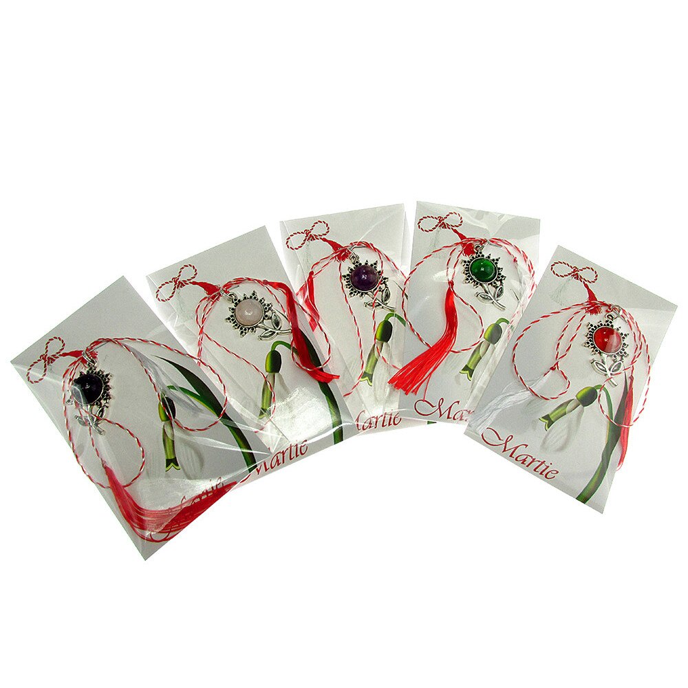Set 5 martisoare padantiv floare cu pietre semipretioase - eMAG.ro