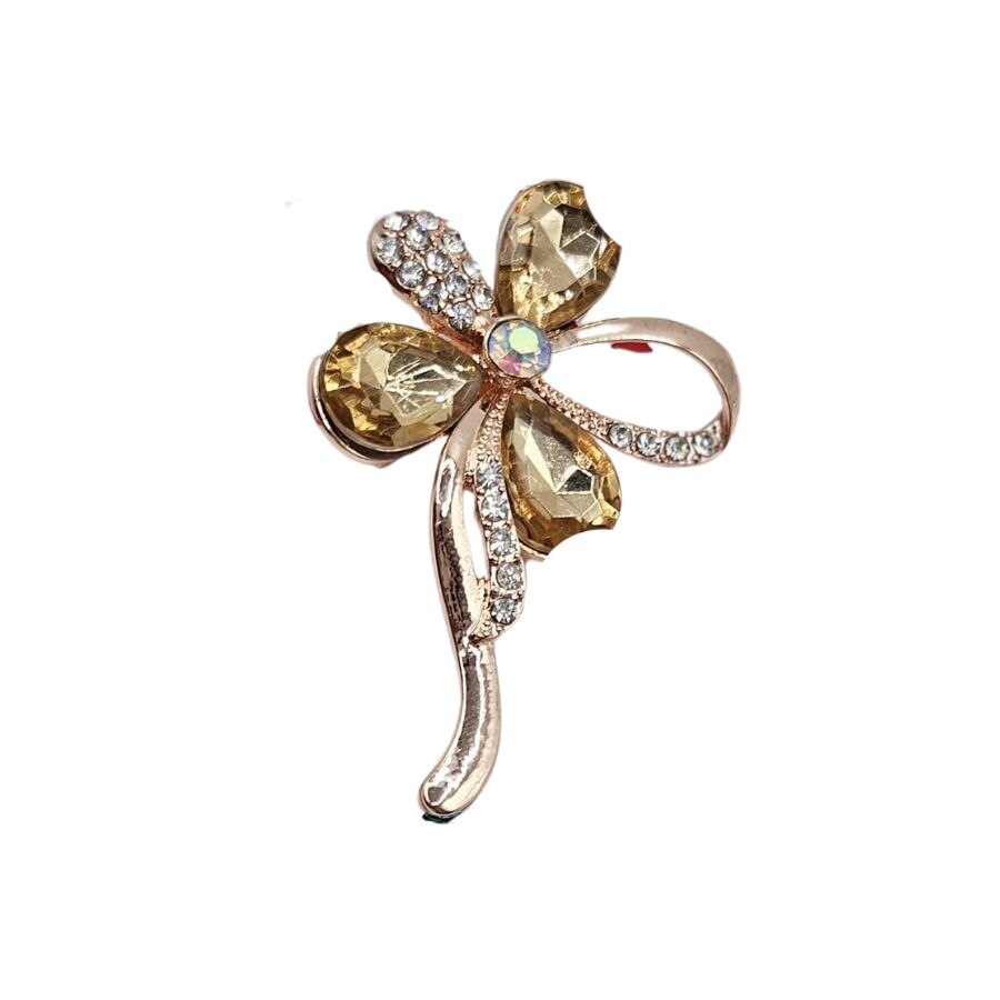 Martisor brosa din metal in cutie rosie 9 x 5 cm cu fereastra de sticla ...