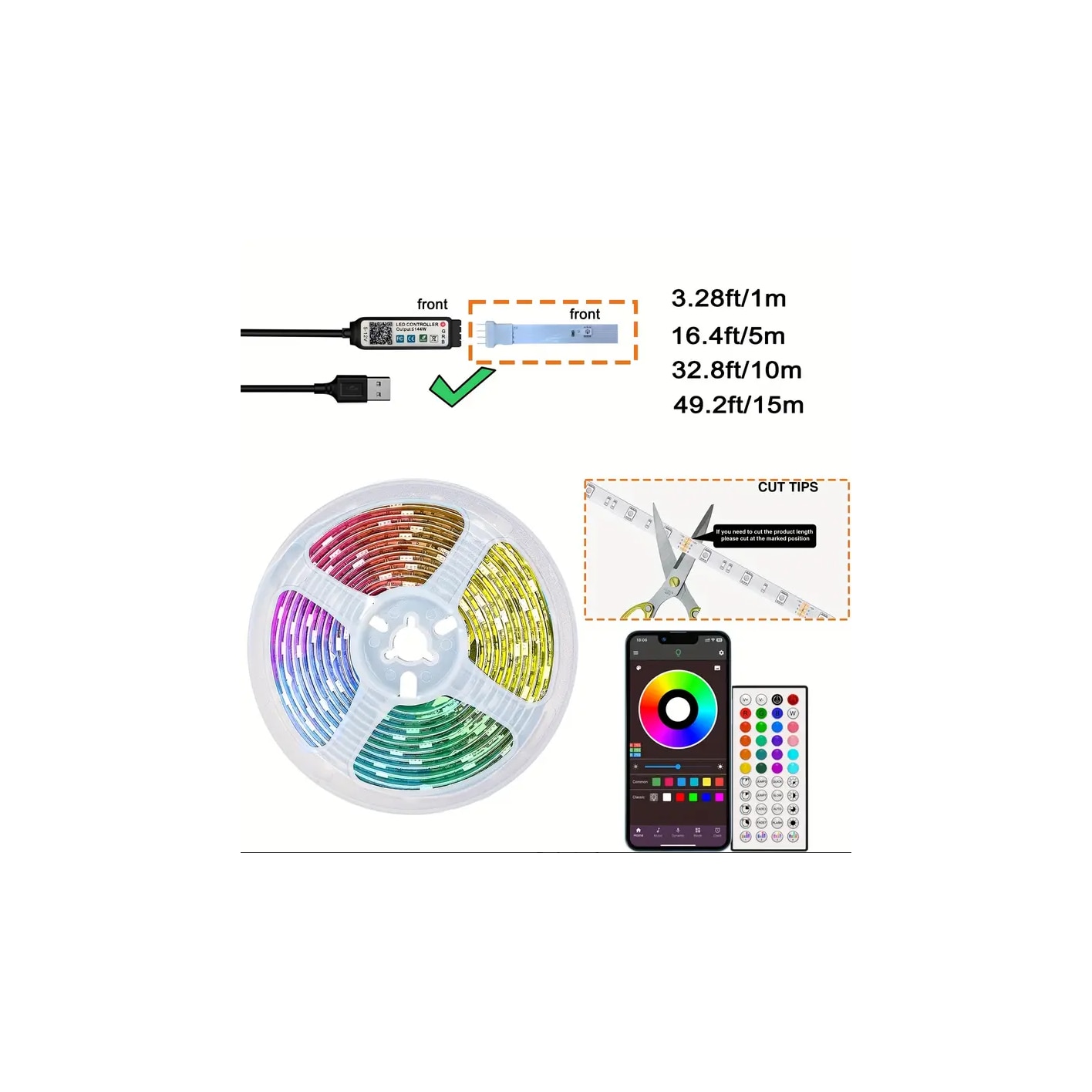 Kit Banda Led Rgb 5m Control App Bluetooth Telecomanda 44