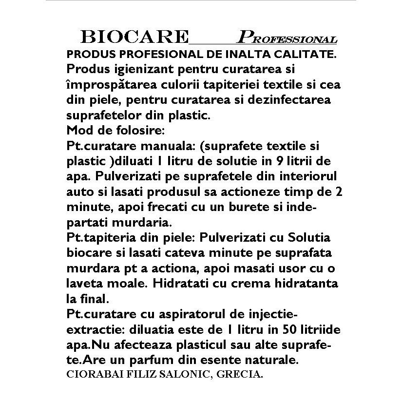 Solutie concentrata de curatare universala interior auto BIOCARE ...