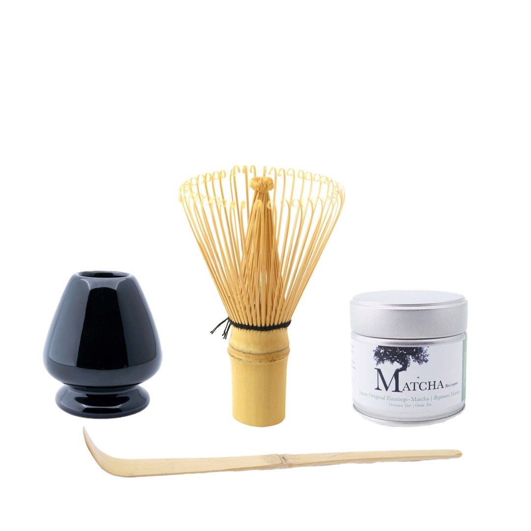 Set complet Matcha Beginners - cutie ceai 30 g, suport portelan ...