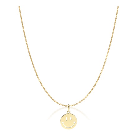 Colier din aur 14k cu fata zambitoare, Colier smiley face din aur ...