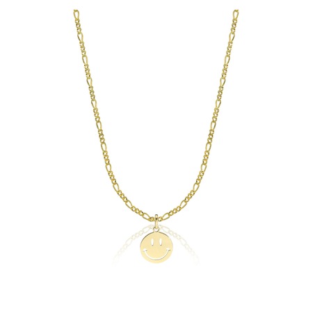 Lantisor din aur 14k cu pandantiv smiley face, Lant aur galben cu ...