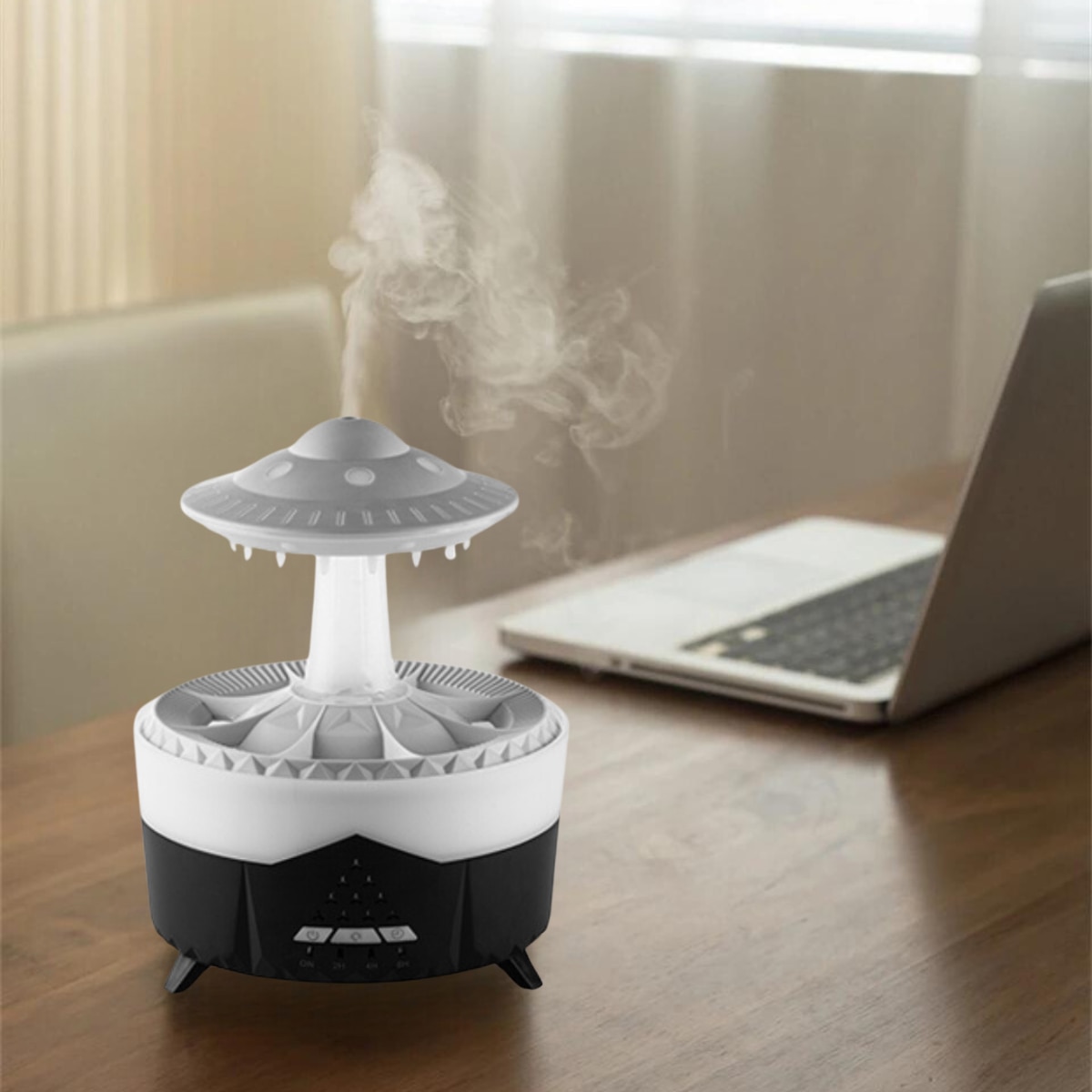 Umidificator camera, cu difuzor aromaterapie, efect de ploaie ...