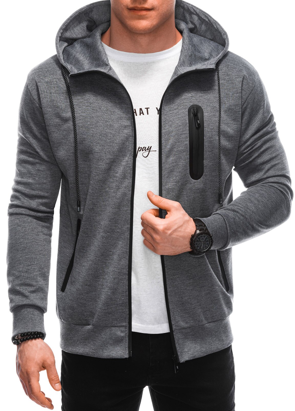 Hanorac Edoti B1632, Barbati, Cu fermoar, Cu gluga - eMAG.ro