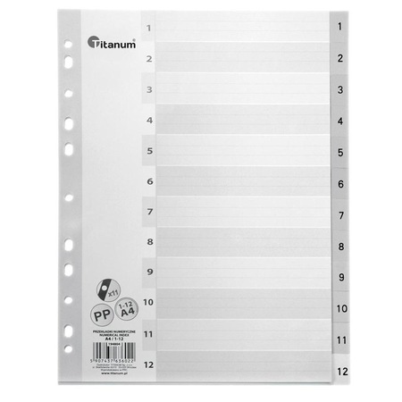 Separatoare A4 1-12, Titanum, PP, Alb - eMAG.ro