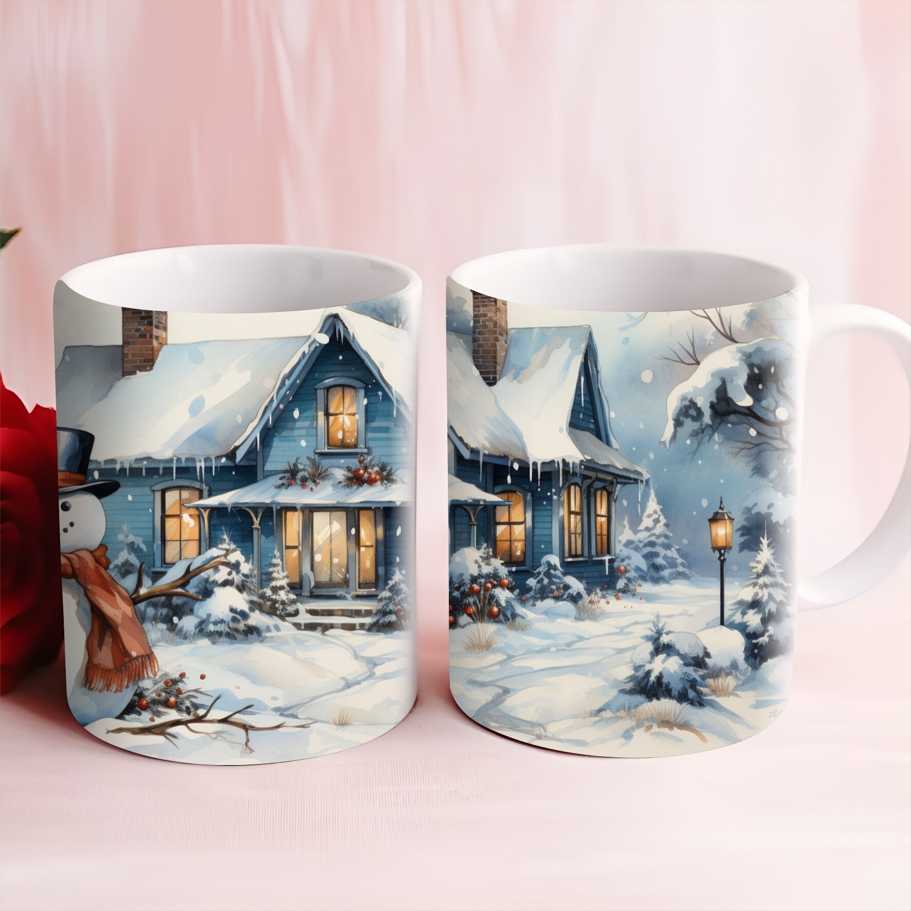 Cana Snow white, Inedit Print, CP87, Ceramica, Alb, 330 ml - eMAG.ro