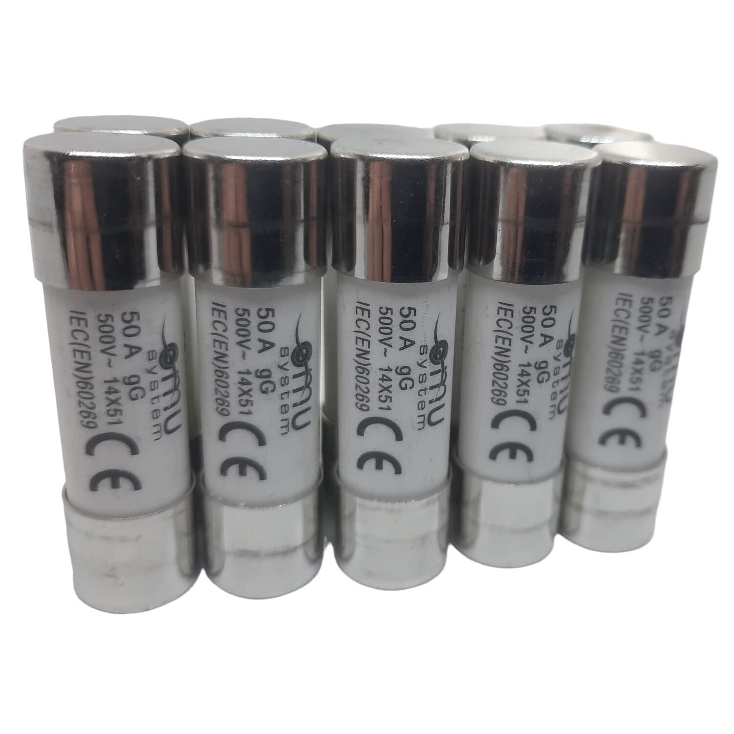 Set 10 sigurante 14x51 50A fuzibile cilindrice ceramica 500V AC gG ...