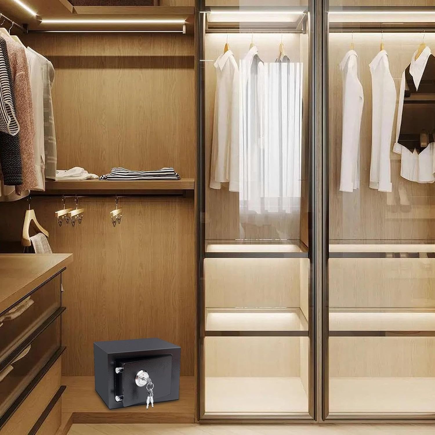 Seif metalic antiefractie cu inchidere prin cheie, UBX, 23x17x17 cm ...