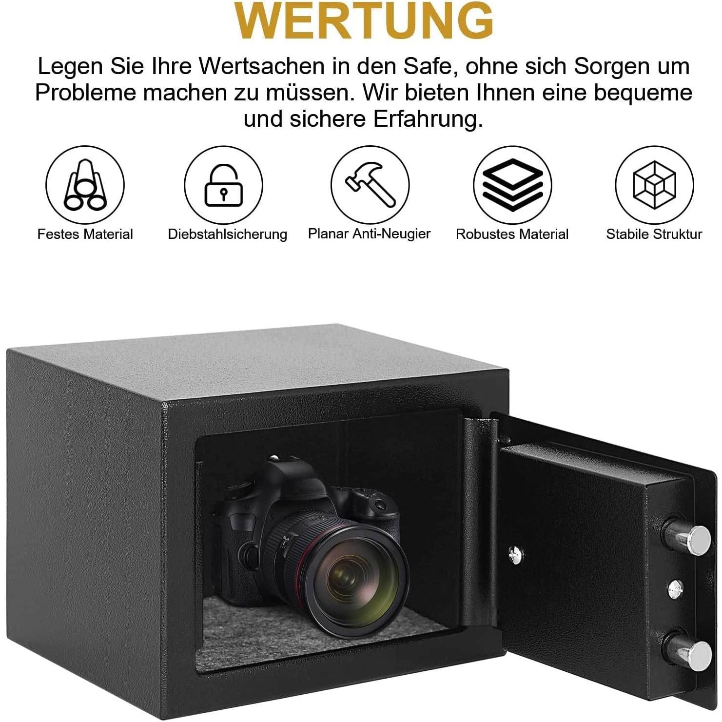 Seif metalic antiefractie cu inchidere prin cheie, UBX, 23x17x17 cm ...