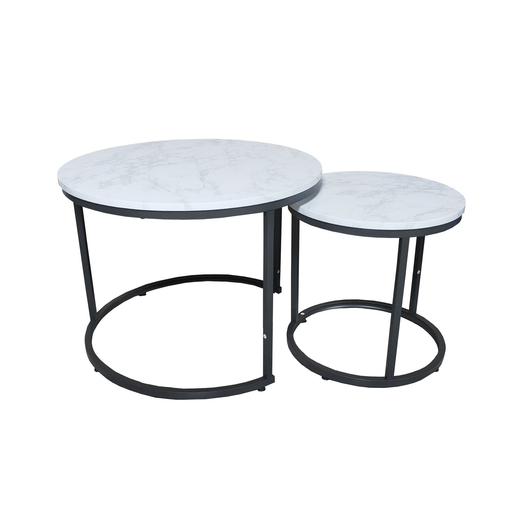 Set 2 masute cafea Liege, Alb marmura, 60x45 h cm, 40x39.5 h cm - eMAG.ro