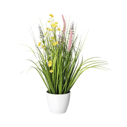 Planta Artificiala Amestec Iarba Cu Flori In Ghiveci H 46 Cm Galben ...