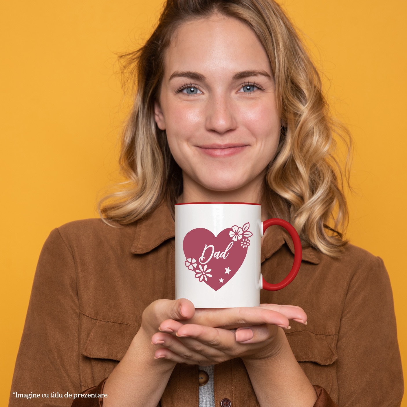 Cana cu Inima Roz, Flori, Stele, Textul in Engleza Dad, Tata, Parinti ...
