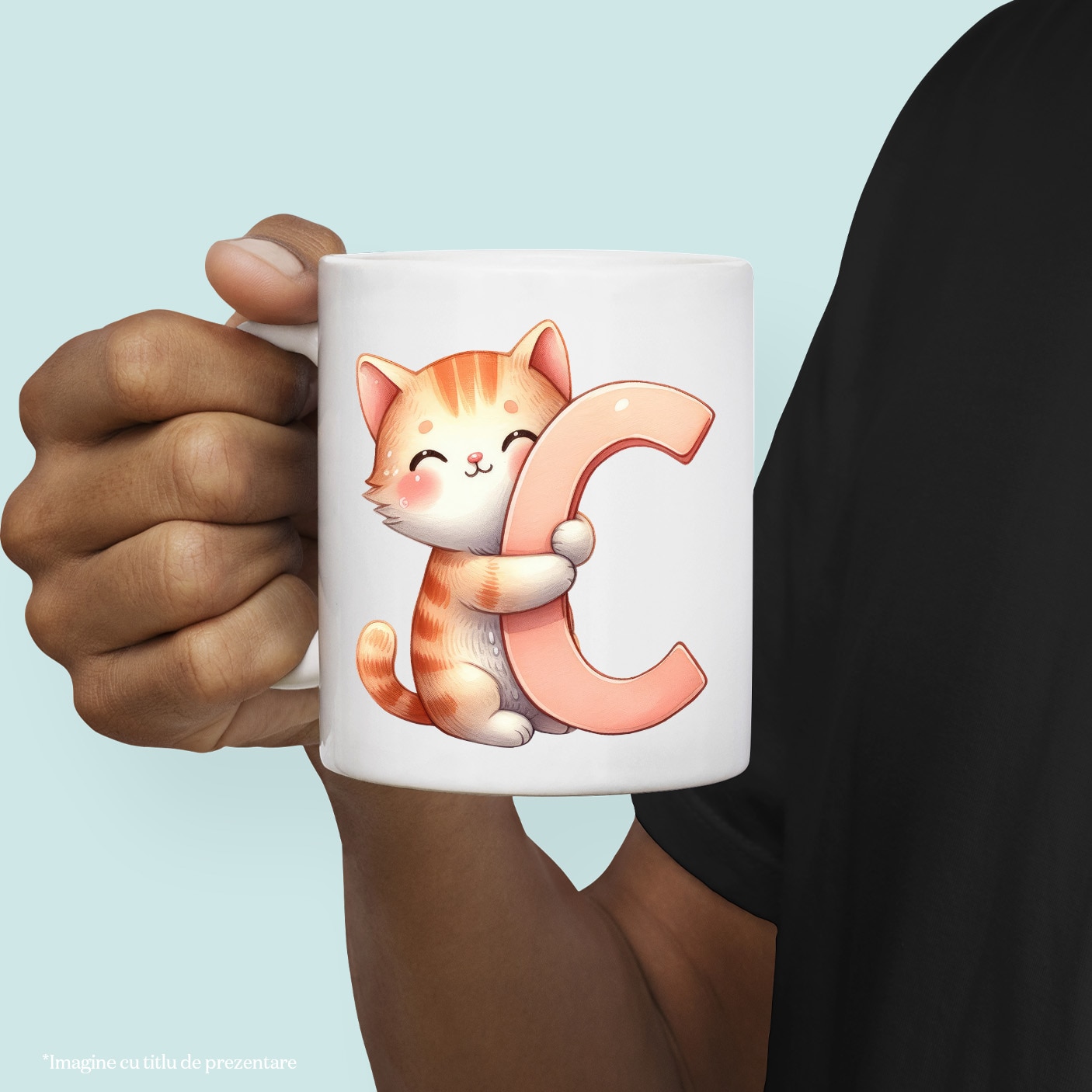 Cana cu o pisicuta cu litera "C", ilustratie, pentru copii, scoala ...