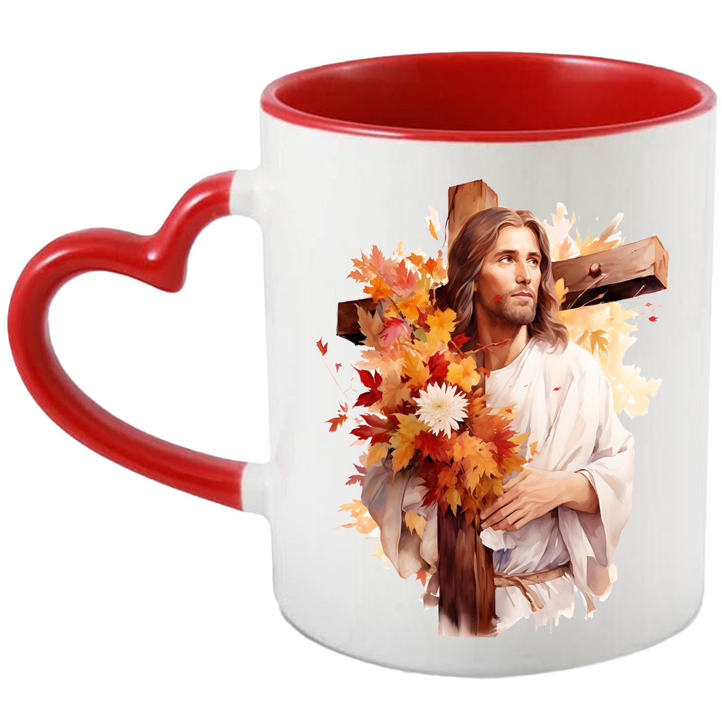 Cana cu Domnul Iisus Hristos tinandu-si crucea, religie, ilustratie ...