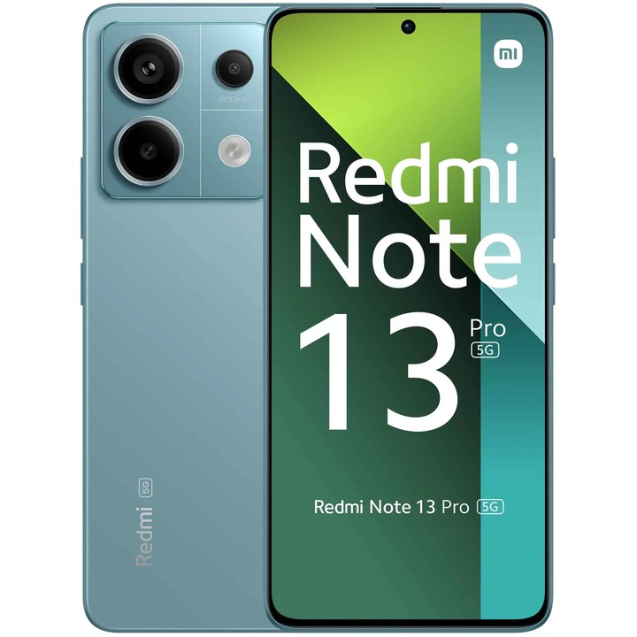 Смартфон Xiaomi Redmi Note 13 Pro 5G, 8GB, 256GB, Ocean Teal - eMAG.bg
